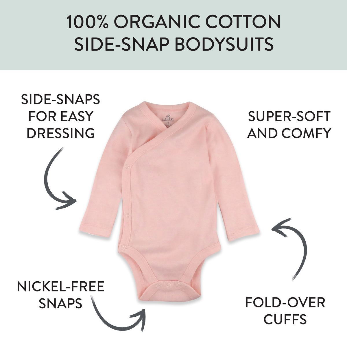 3-Pack Organic Cotton Long Sleeve Side-Snap Bodysuits | Honest Baby ...